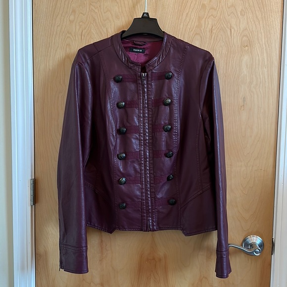 torrid | Jackets & Coats | Torrid Plum Faux Leather Jacket With Satin ...